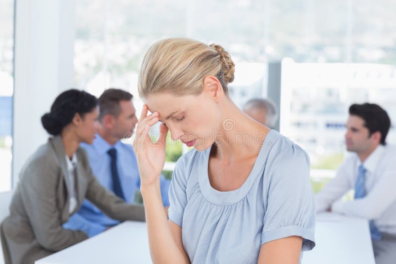 Disappointed Businesswoman and Her Team Stock Photo - Image of indoors ...
