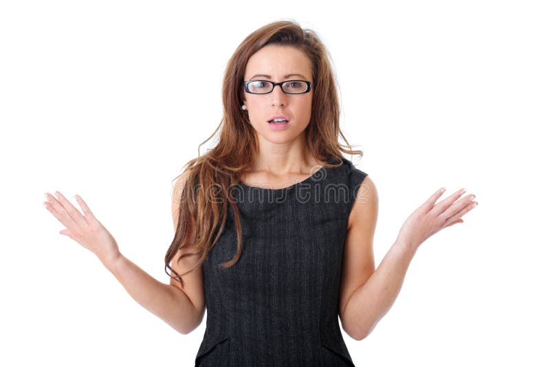 Disappointed Businesswoman Isolated on White Stock Photo - Image of ...