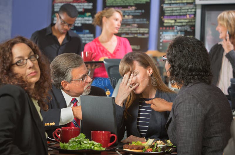 Disappointed Coworkers in Cafeteria Stock Image - Image of caucasian ...