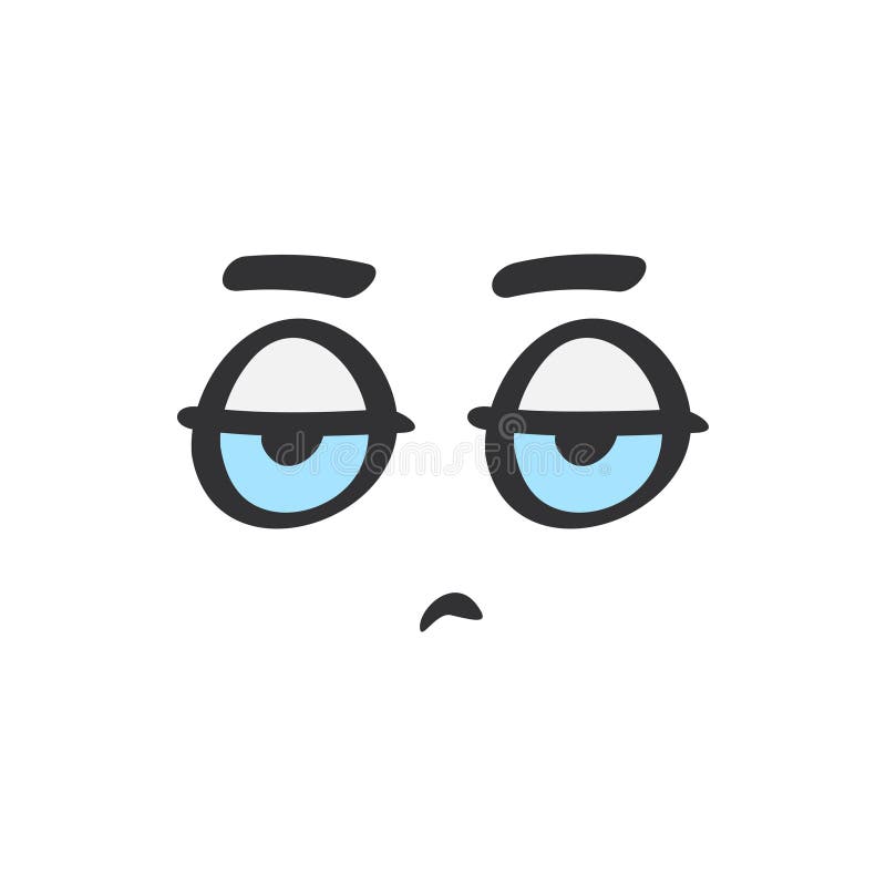 Disappointed Cute Face Expression, Boredom of Character in Doodle Style ...