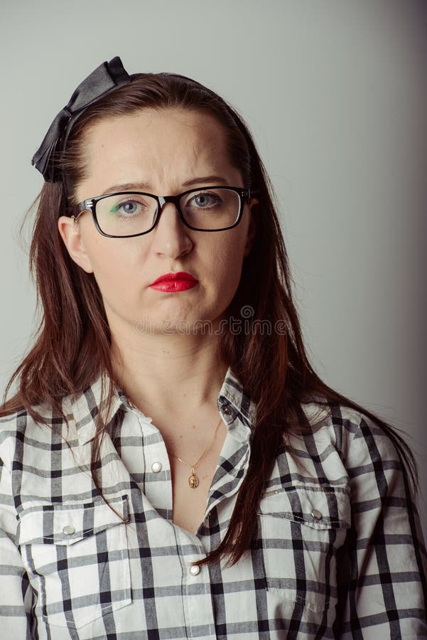 Disappointed Expression on Female Face Stock Image - Image of studio ...