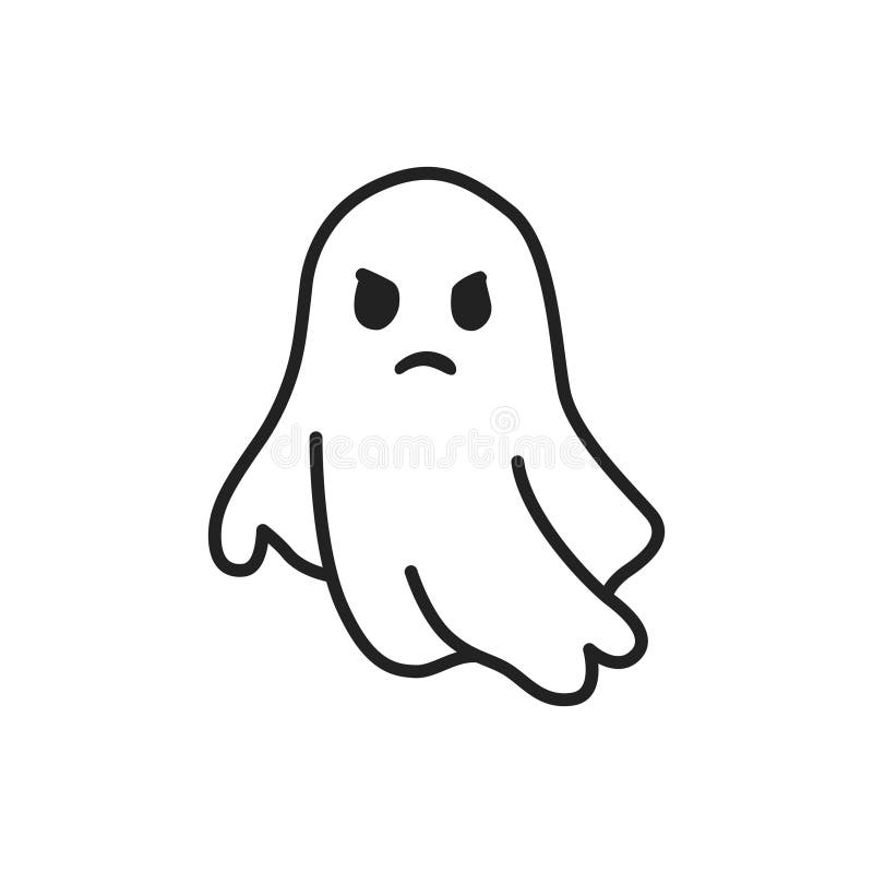 Disappointed Ghost Line Art Icon Stock Illustration - Illustration of ...