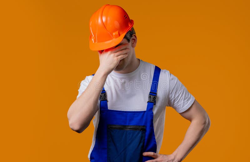 Disappointed Builder Foreman Doing Facepalm. Feeling Regret, Failure ...