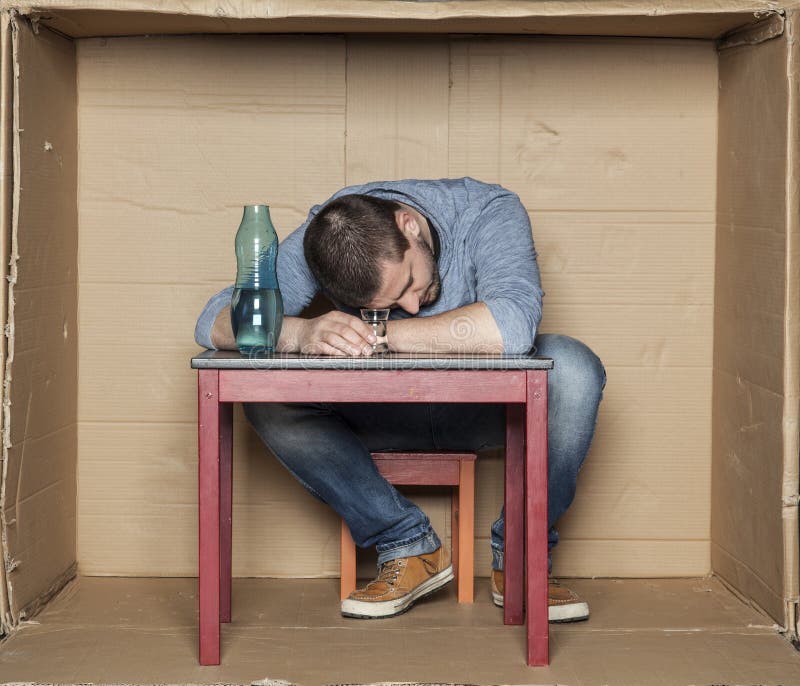 Disappointed Unemployed Man Drinks Alcohol Stock Image - Image of ...