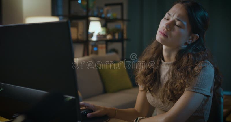 Disappointed Woman Having Problems with Her Computer Stock Video ...