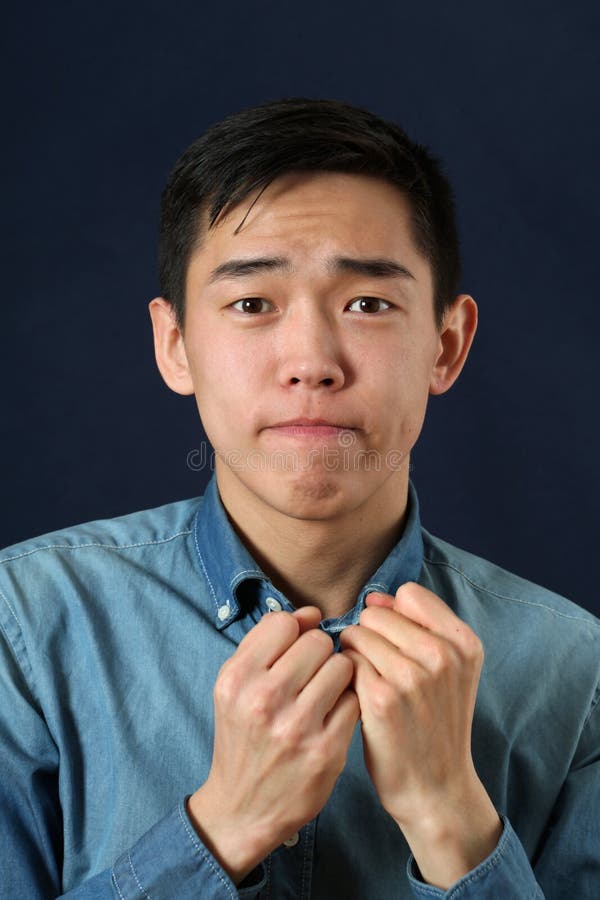 Disappointed Young Asian Man Making Face Stock Photo - Image of ...