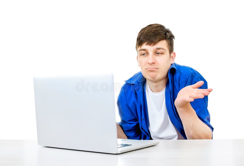 Disappointed Young Man with Laptop Stock Image - Image of laptop ...