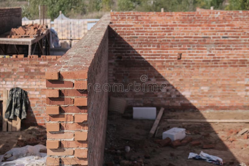 Disassemble Red Concrete Bricks. Scattered Stone Pavement Bricks ...