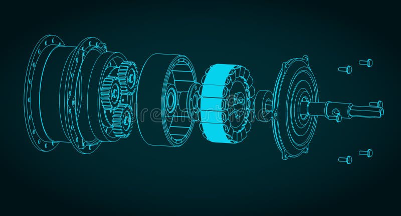 Disassembled Bicycle Wheel Hub Motor Illustration Stock Vector ...