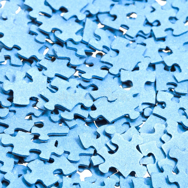 Disassembled Blue Puzzle Pieces Close Up Stock Photo - Image of ...