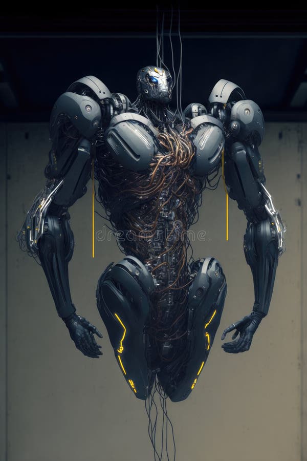 A Disassembled Body with Wires Connected, Sci-fi CG Illustration Stock ...