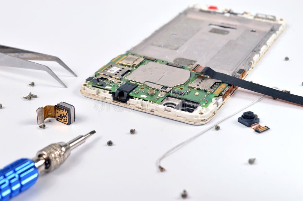 Disassembled Cell Phone with Radio Components and Microcircuits Stock ...