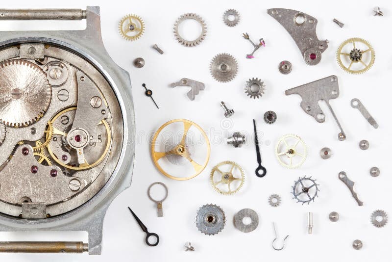 Disassembled the Clock on a Light Background Stock Image - Image of ...