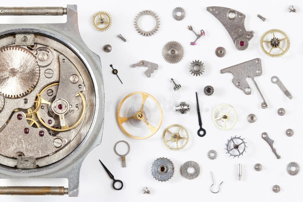 Disassembled the Clock on a Light Background Stock Image - Image of ...