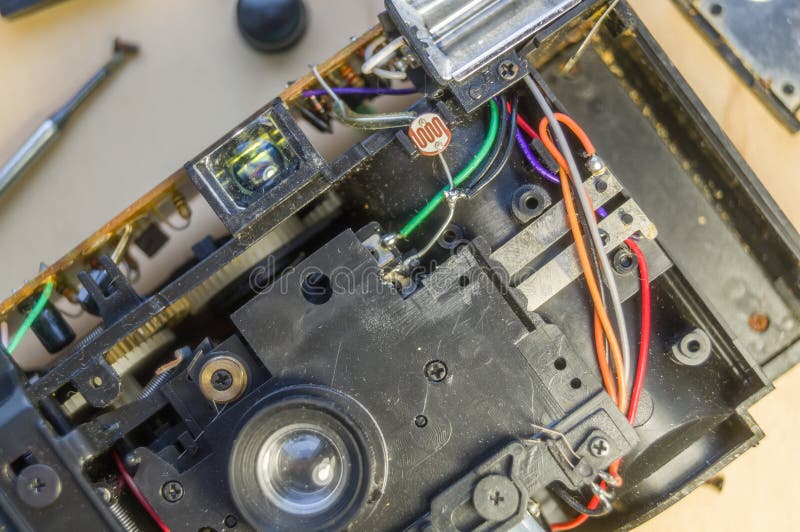Disassembled Compact Camera. Internal Parts of the Broken Camera Being ...