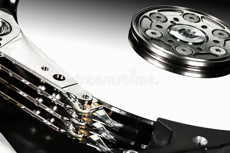 Disassembled Computer Hard Disk Drive, Hdd with Mirror Effect. Macro ...