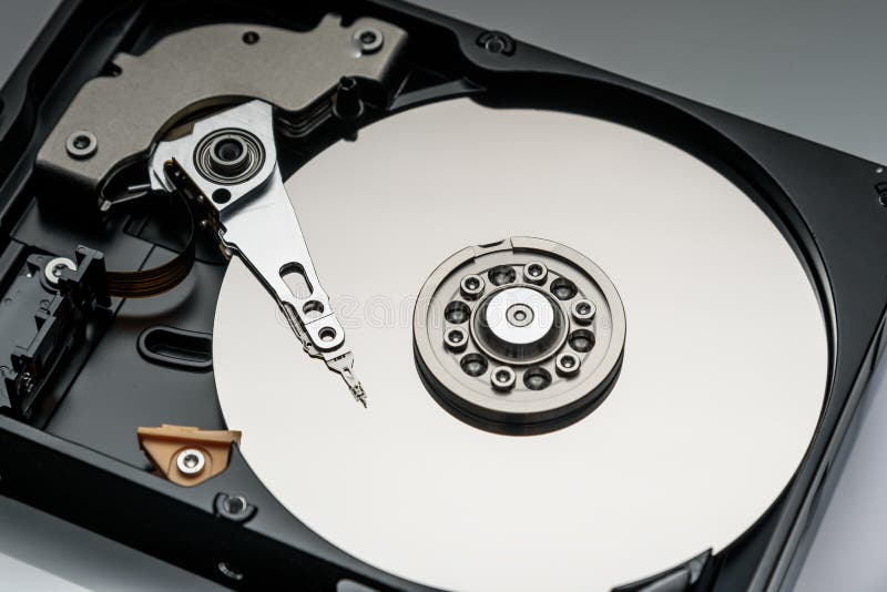 Disassembled Computer Hard Drive Silver Color Closeup Stock Photo ...