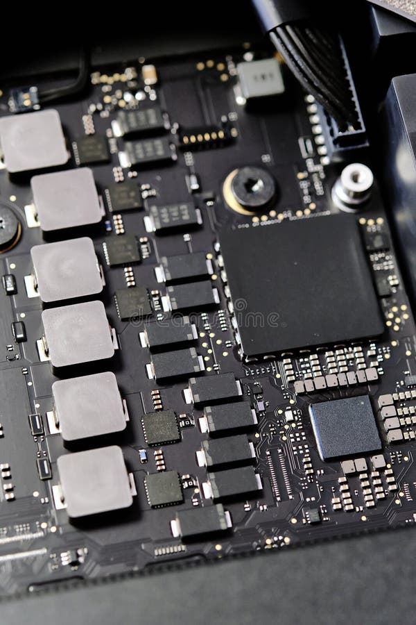 Disassembled Computer Inside of Device Desktop Close Up View Background ...