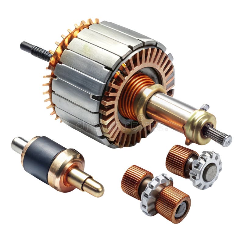 Disassembled DC Motor Parts Isolated on White Background Stock ...
