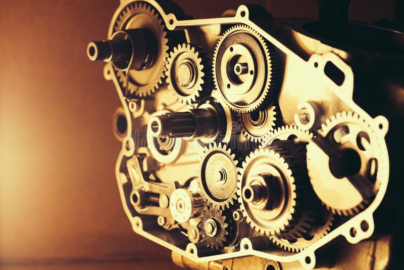 Disassembled Engine of Motorcycle with Gears Stock Photo - Image of ...