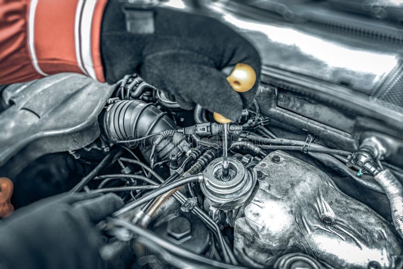 Disassembled Engine of an Old Car. Auto Repair. Stock Image - Image of ...