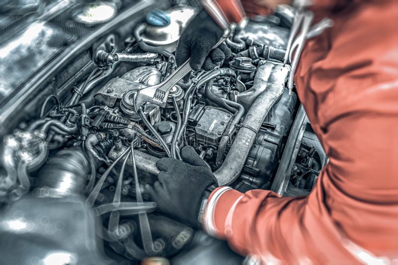 Disassembled Engine of an Old Car. Auto Repair. Stock Image - Image of ...