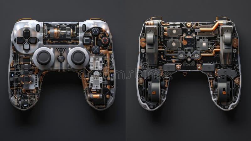Disassembled Game Controller with Internal Components. Top View. Stock ...
