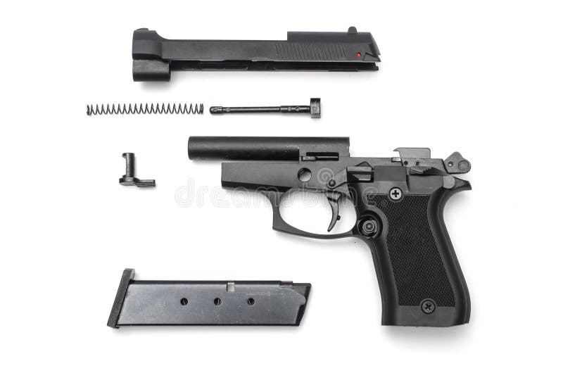 Disassembled Gun on a White Background Stock Image - Image of metal ...