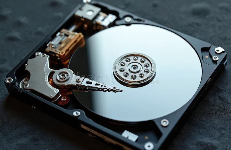 Disassembled Hard Drive Shows Data Storage Technology. Computer HDD ...