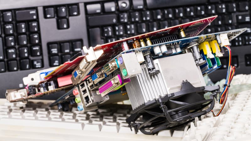 Disassembled Hardware Spare Parts and Keyboards. E-waste Sorting Stock ...