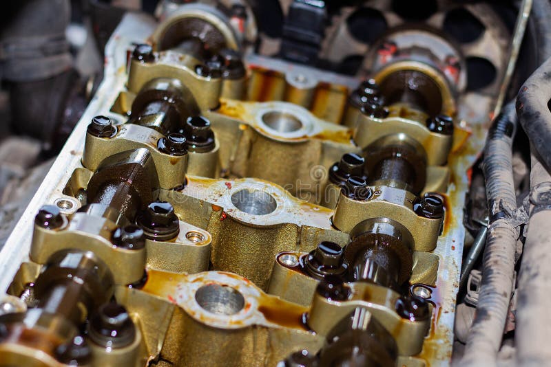 Disassembled Internal Combustion Engine, Close-up of the Unit Head ...