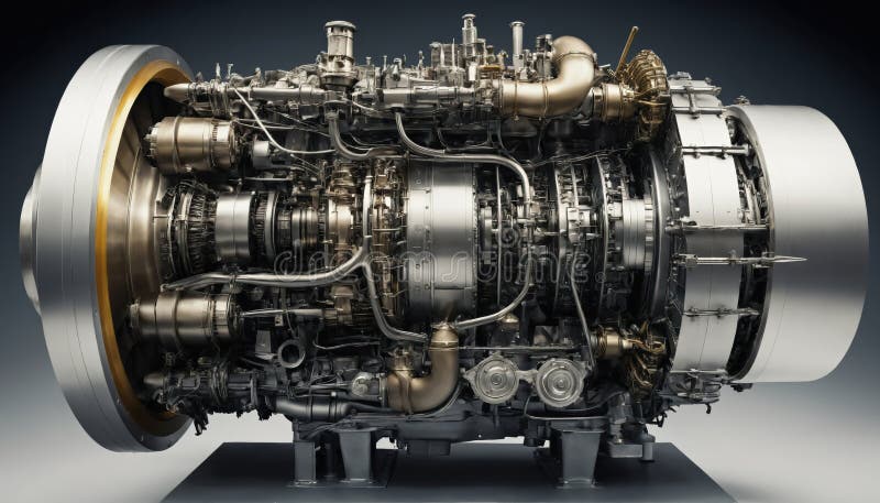 A disassembled jet engine. stock illustration. Illustration of ...