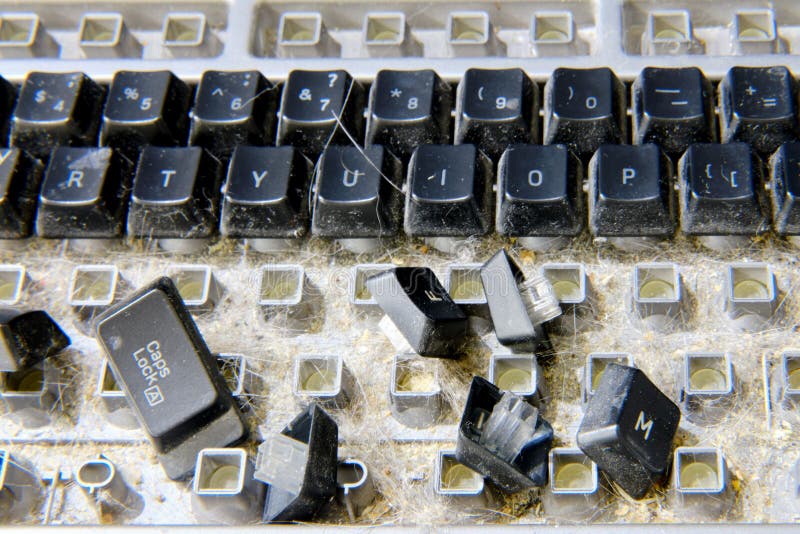 Disassembled Keyboard with Garbage Inside Prepared for Cleaning Stock ...