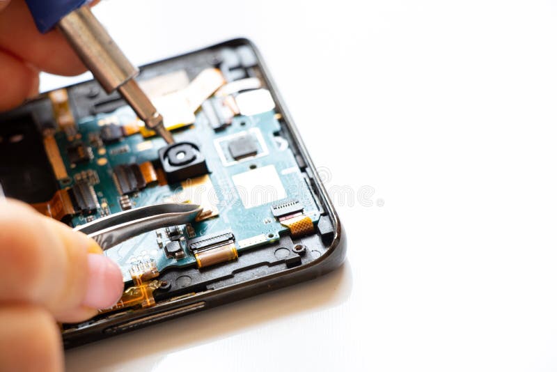 Disassembled Mobile Phone, Phone Repair and Maintenance Stock Photo ...