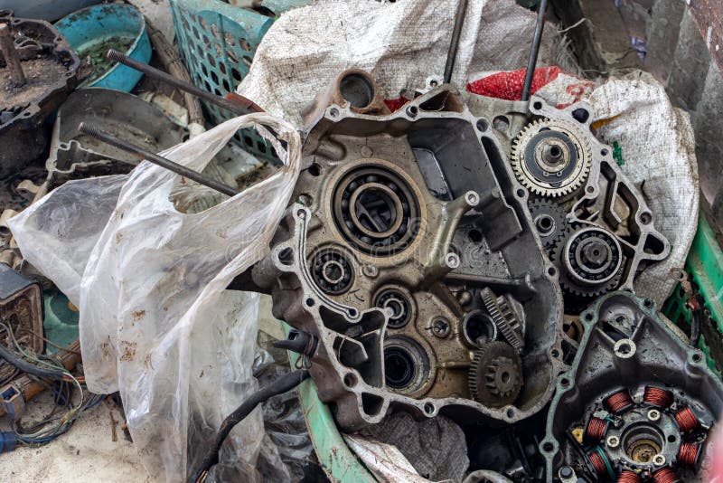 The Disassembled Motorcycle Engine. Stock Image - Image of gear, metal ...