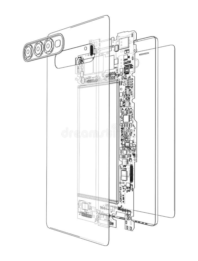 Disassembled Smartphone Concept Outline. Vector Stock Vector ...
