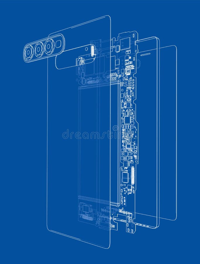 Disassembled Smartphone Concept Outline. Vector Stock Vector ...