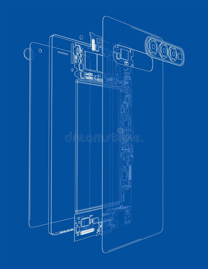 Disassembled Smartphone Concept Outline. Vector Stock Vector ...