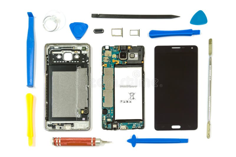 Disassembled Smartphone Isolated on White Background Stock Photo ...