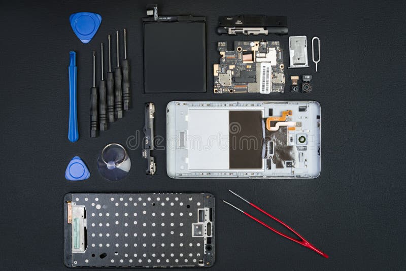 The Disassembled Cell Phone with the Removed Screen Editorial ...