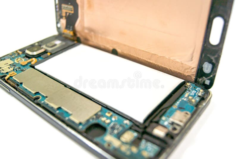 Disassembled Smartphone Isolated on White Background Stock Photo ...