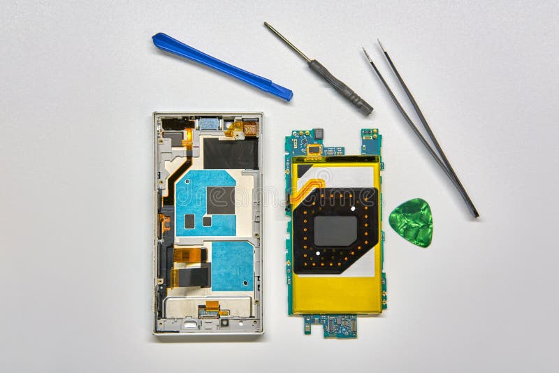 Disassembled Smartphone Isolated on White Background Stock Photo ...