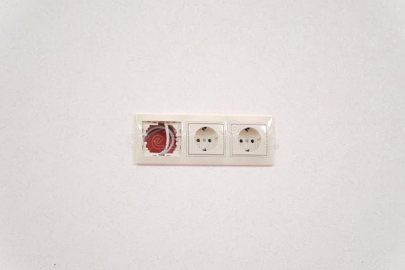 Disassembled, Torn Out Electrical Socket with Bare Wires in the ...