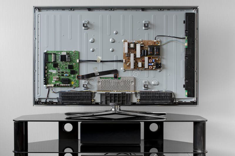 Disassembled TV is on a Black Table, Prepared for Repair Stock Photo ...