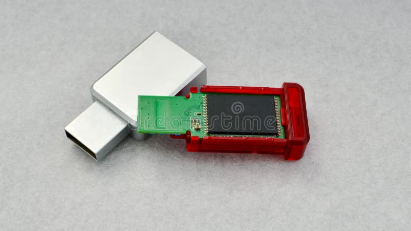 Close-up of a Disassembled USB Flash Drive on a White Background ...