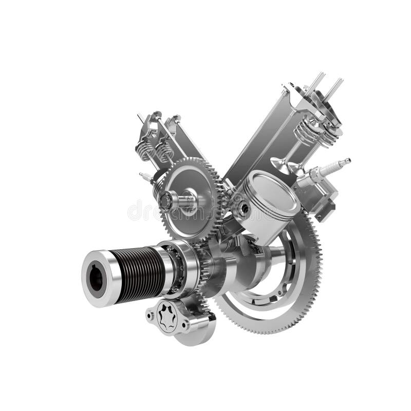 Disassembled V2 Engine of Large Powerful Motorbike Stock Illustration ...