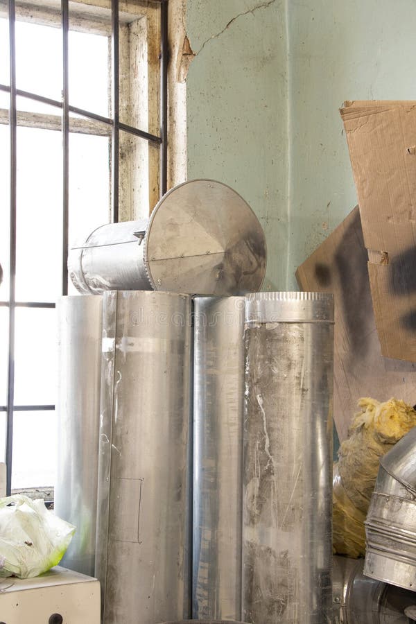 Disassembled Ventilation System Pipes Ready for Installation in the ...