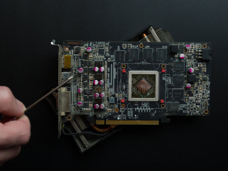 Disassembled Video Card.Computer Component during Repair Maintenance ...