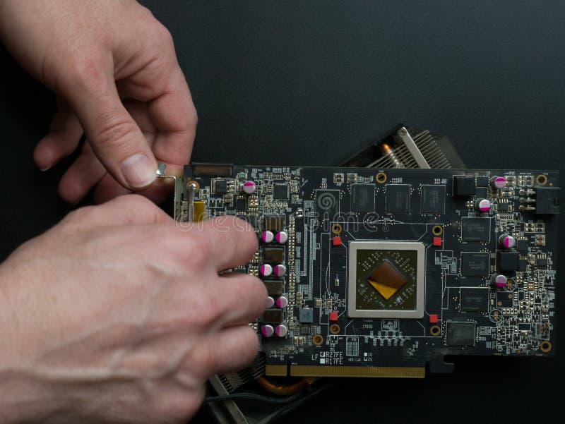Disassembled Video Card.Computer Component during Repair Maintenance ...
