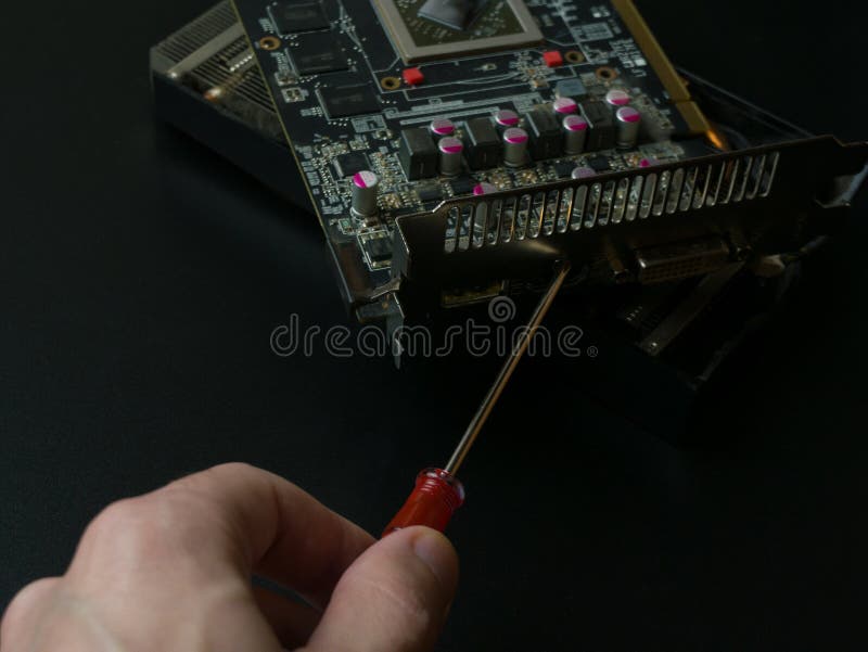 Disassembled Video Card.Computer Component during Repair Maintenance ...